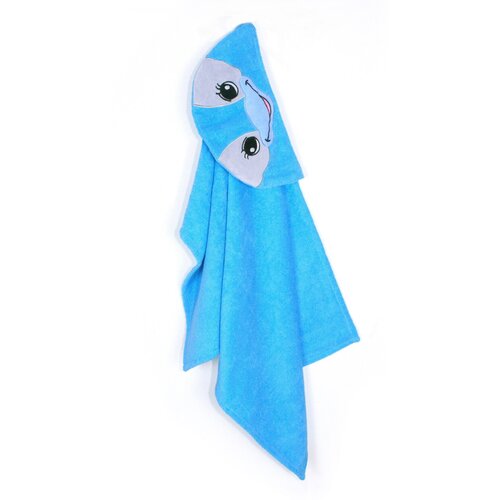 Полотенце банное с капюшоном Fluffy Bunny Дельфин, цвет Голубой, Размер 122Х68см, 100% хлопок, 380гр/м2