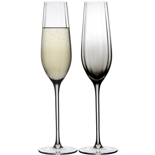 Бокал для шампанского, игристого вина, Gemma Agate, стеклянный 225 мл, набор из 2 шт, Liberty Jones, HM-GAT-CHGLS-225-2