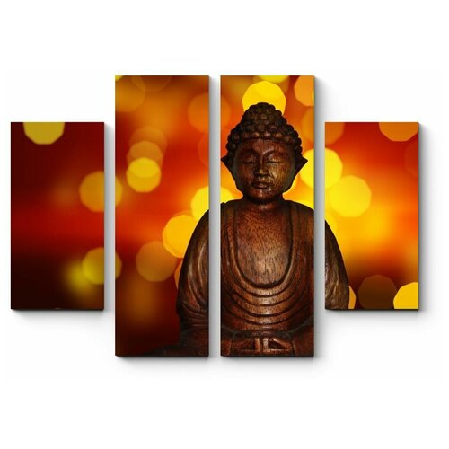 Модульная картина Статуя Будды на фоне огней120x90