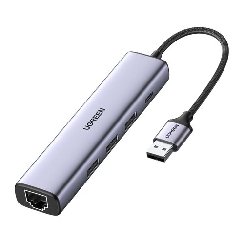 USB-концентратор  UGreen CM475, 60554, разъемов: 5, 10 см, серый