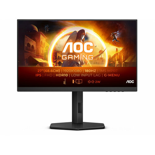 AOC Монитор AOC 27" 27G4X черный IPS LED 0.5ms 16:9 HDMI M/M матовая HAS Piv 300cd 178гр/178гр 1920x1080 180Hz DP FHD 5.41кг 27G4X/01