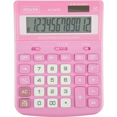 Калькулятор настольный полноразм Attache AF-447R,12р, дв. пит, роз,198x153x42