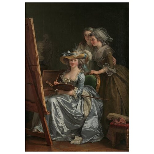 Репродукция на холсте Автопортрет с двумя учениками, Мари Габриэль Капе (1761–1818) и Мари Маргарита Карро де Роземон (умер 1788) Лабиль-Гиар Аделаида 30см. x 43см.