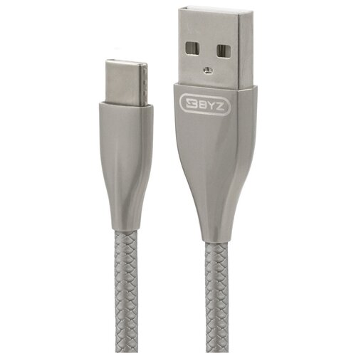 USB-кабель BYZ BC-017t AM-Type-C 1.2 метра, 2.4A, пластик, серебристый