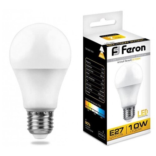 Лампа светодиодная FERON LB-92 A60 10W 230В E27 2700К 800Лм (25457) 3 шт.