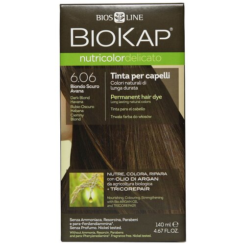 BioKap Nutricolor Delicato стойкая крем-краска для волос, 6.06 гавана, 140 мл