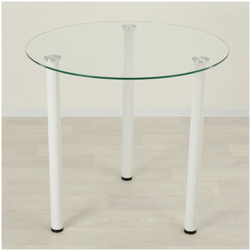 Стеклянный обеденный стол Эдель 18-3 прозрачный/белый D100