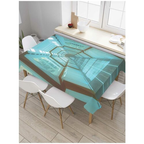 Скатерть прямоугольная JoyArty на кухонный стол "Футуристичный коридор" из оксфорда, 120x145 см
