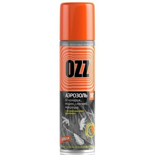 Аэрозоль репеллентный OZZ 18 от комаров, мошек, слепней, мокрецов с экстрактом алоэ и ромашки, 150 мл
