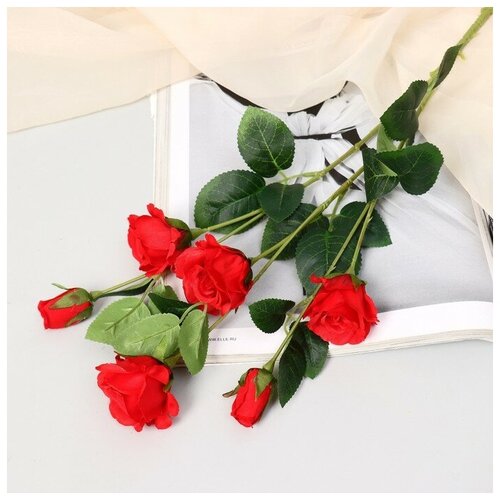 Цветы искусственные "Роза очарование" 6х77 см, красный