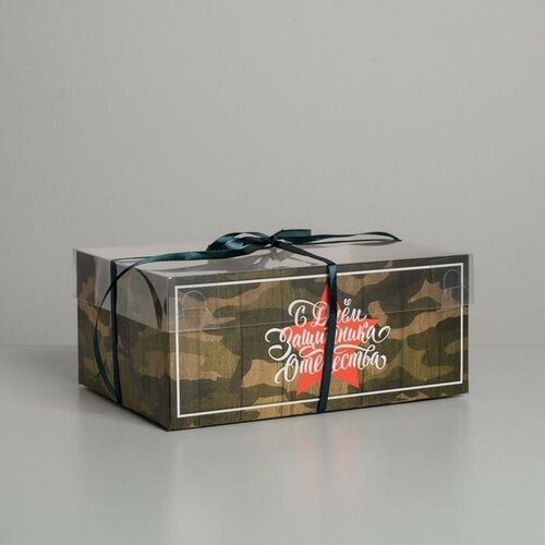 Коробка на 6 капкейков 23 Февраля , 23 x 16 x 10 см (5 шт)