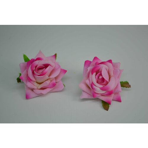 Бутон розы раскрытый бархатный 7 см 5 шт розово-белый