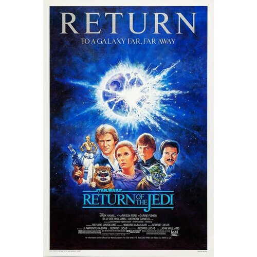 Плакат, постер на холсте Звездные войны: Эпизод 6-Возвращение Джедая (Star Wars: Episode VI-Return of the Jedi, 1983г.). Размер 21 х 30 см