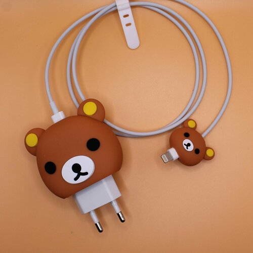 Комплект защитный чехол для зарядки / защита кабеля от излома / Мишка bear