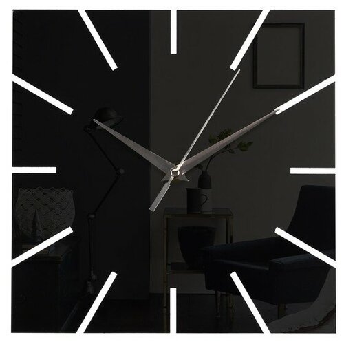 Часы-наклейка, серия: DIY, "Классика квадрат", 25 х 25 см, 1 ААА, черные