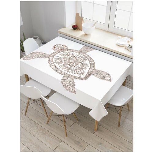 Скатерть прямоугольная JoyArty на кухонный стол "Черепаха дудл" из оксфорда, 180x145 см