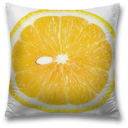 Наволочка декоративная на молнии, чехол на подушку JoyArty "Лимон в разрезе" 45х45 см