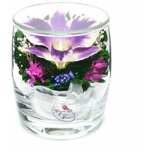Стабилизированные цветы в стекле "Отблеск" | композиция из орхидей в вакууме