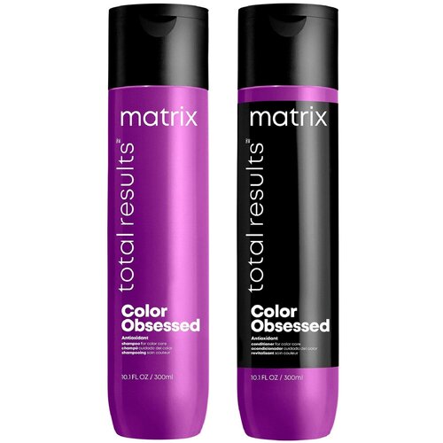 Matrix Total Results Color Obsessed Профессиональный шампунь 300 мл и кондиционер 300 мл для защиты цвета окрашенных волос с антиоксидантами