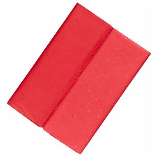 Бумага тишью красная с глиттером (небольшими блестками) и красная однотонная - 10 листов, 50x70 см