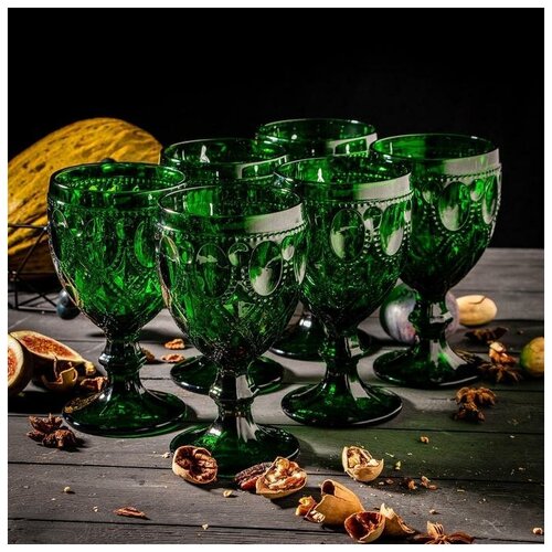 Набор бокалов стеклянных Magistro «Варьете», 320 мл, 8,5?16 см, 6 шт, цвет зелёный