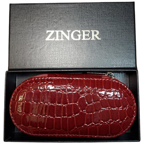 Маникюрный набор на молнии, ZINGER, MS-7104, 6 предметов, чехол бордовый крокодил