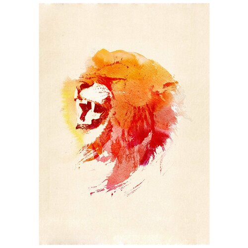 Интерьерный постер на стену картина для интерьера в подарок плакат "Angry Lion" размера 60х90 см 600*900 мм репродукция без рамы в тубусе