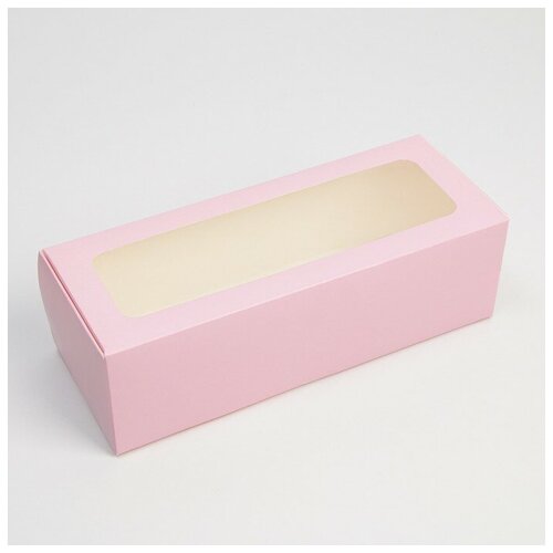 Коробка для кондитерских изделий с окном "Розовая", 26x10x8 см