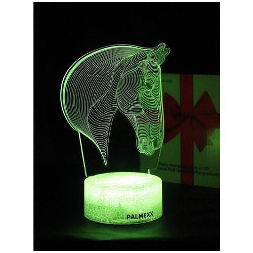 Светодиодный ночник PALMEXX 3D светильник LED RGB 7 цветов (голова лошади) LAMP-078
