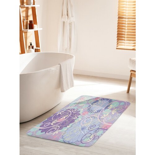Коврик для ванной комнаты и туалета противоскользящий JoyArty "Спирали с цветами" 60х100 см