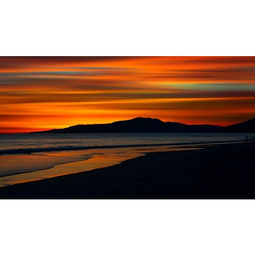 Картина на холсте 60x110 LinxOne "Serenity закат на пляже" интерьерная для дома / на стену / на кухню / с подрамником