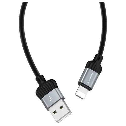 Дата-кабель USB 2.4A для Apple 8-pin Borofone BX28 ПВХ 1м Metal Grey