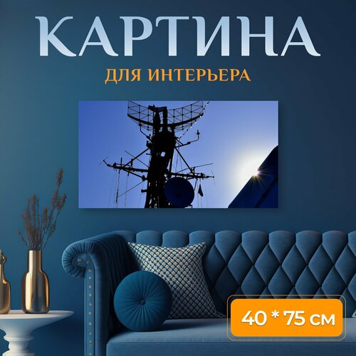 Картина на холсте "Радар, судно, военный корабль" на подрамнике 75х40 см. для интерьера