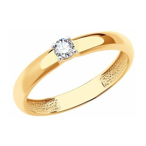 Кольцо помолвочное Diamant online, красное золото, 585 проба, фианит, размер 18.5