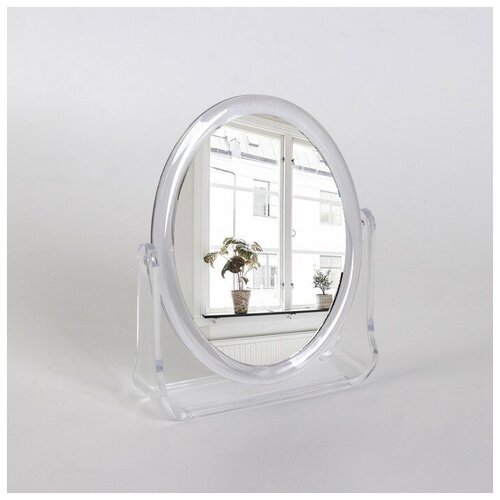 --- Зеркало настольное, двустороннее, с увеличением, зеркальная поверхность 9 × 12 см, цвет прозрачный
