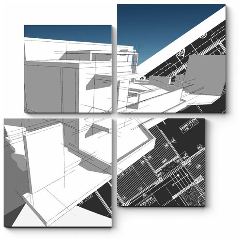 Модульная картина Архитектурный скетч 80x80