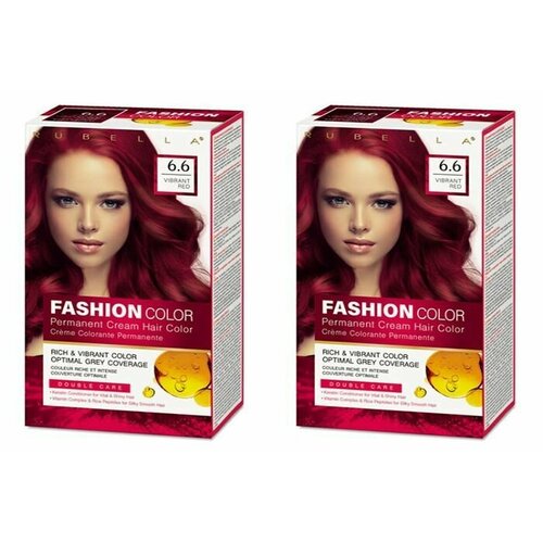 RuBella Краска для волос Fashion Color, тон 6.6 Vibrant Red, 50/50/15 мл, 2 уп