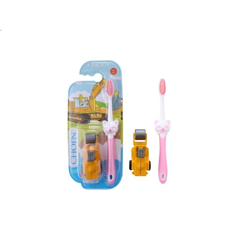 FARRES Зубная щетка детская с игрушкой "Каток" YS5003 желтая