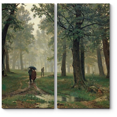 Модульная картина Дождь в дубовом лесу, Шишкин 110x110