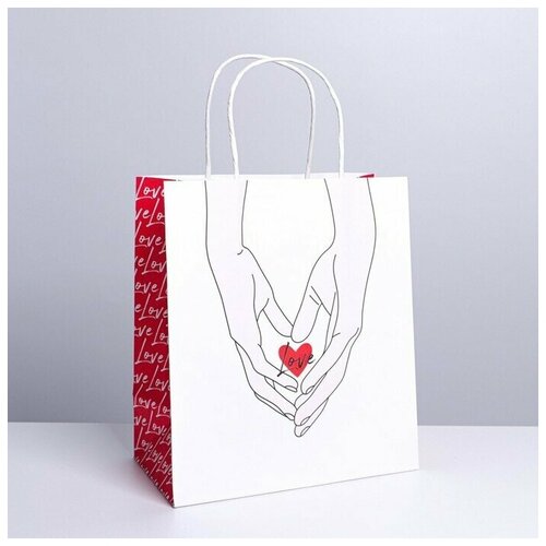 Пакет подарочный крафтовый "Сердце", 22 x 25 x 12 см
