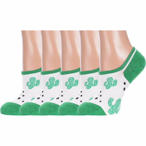Носки HOBBY LINE, 5 пар, размер 36-40, зеленый, белый