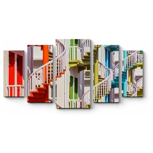 Модульная картина Яркие винтовые лестницы100x55