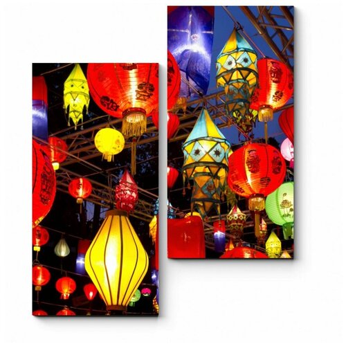 Модульная картина Волшебный свет китайских фонариков, Гонконг 40x50