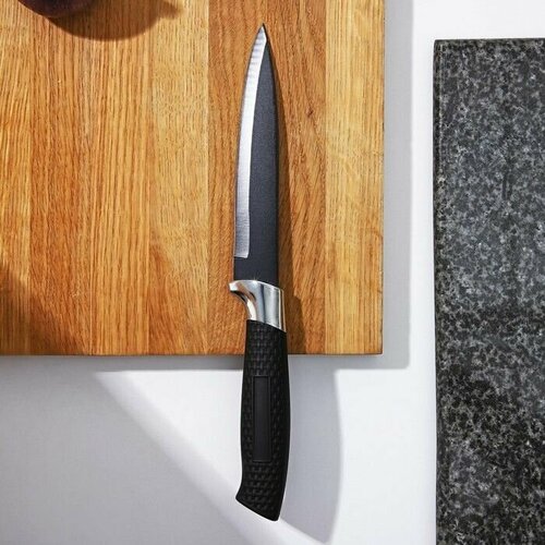 Нож с антиналипающим покрытием Супер-блэк, лезвие 13 см, цвет чёрный 1 шт.