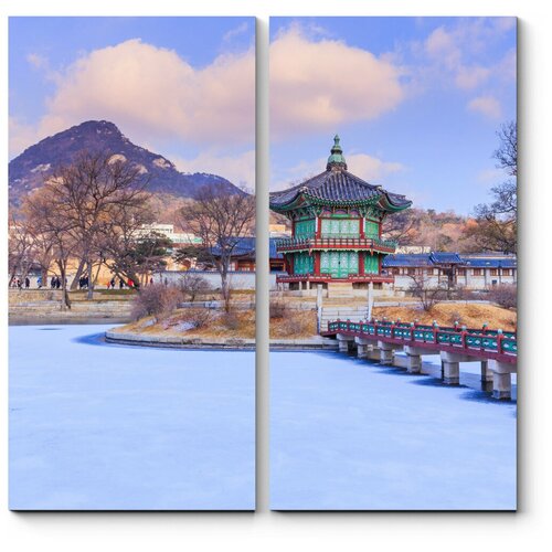 Модульная картина Кёнбоккун тихим зимним днем, Сеул 130x130