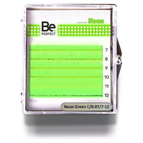 Цветные ресницы Be Perfect Neon Green MIX D 0.10 7-12 mm 6 линий