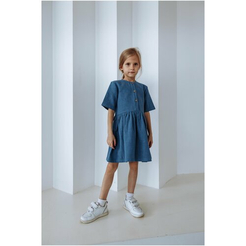 Школьное платье Kinfolk Clothes, размер 116, бирюзовый, синий