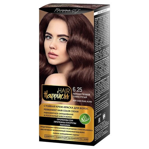 Белита-М Hair Happiness крем-краска для волос, 6.25 перламутровый темно-русый, 90 мл