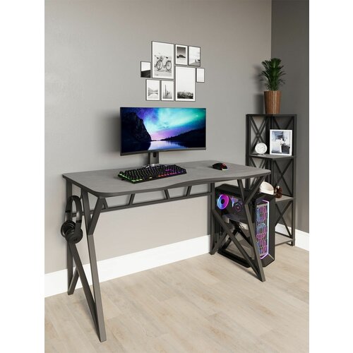 Стол компьютерный, игровой, геймерский, письменный "Графика" 120 см, Вулканический Серый