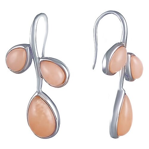 Серьги JV, серебро, 925 проба, кальцит